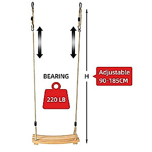 Wooden Tree Swings Tree Swing for Adults Children Kid's Wood Swing Seat with Adjustable Rope 220lbs Load Wooden Swing Set for Indoor Outdoor