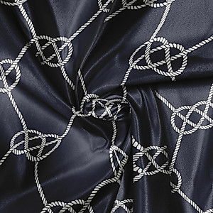 Ambesonne Navy Blue Fabric by The Yard, Navy Inspired Sailor Knot Pattern Illustration Nautical Abstract Design, Decorative Satin Fabric for Home Textiles and Crafts, Dark Blue Cream