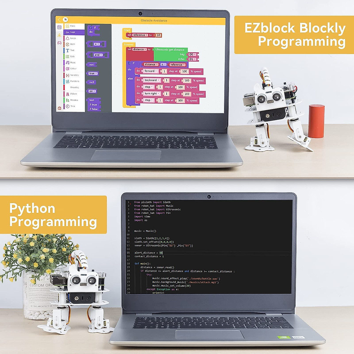 SunFounder PiSloth AI Programmable Robot Kit for Raspberry Pi with PiCrawler AI Robot kit for Raspberry Pi