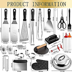 Supernal 46pcs Blackstone Griddle Accessories,Meat Press,Fat Top Grill Accessories,Grill Utensils Set,Grilling Gifts for Men,Camping,Backyard,Thanksgiving, Christmas, Halloween