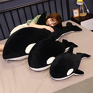 pangcangshu Nice 60/80cm New Black and Red Shark Plush Toys Big Killer Whale Doll Orcinus Orca Stuffed Sea Animals Children Birthday Gift (Red, 80cm/31inch)