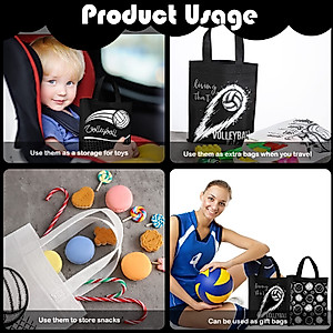 Kajaia 24 Pcs Party Treat Bag with Handles Reusable Goodie Favor Bag Non Woven Party Favor Bags Birthday Supplies(Volleyball)