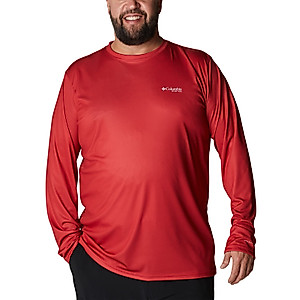 Columbia Men's Terminal Tackle PFG Fish Flag LS, Red Spark/White, 4X