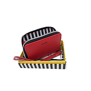 Marc Tetro French Bichon Puppy Dog Lover Purple Zipper Small Wallet Wristlet with Gift Box | 5x4x1 inches