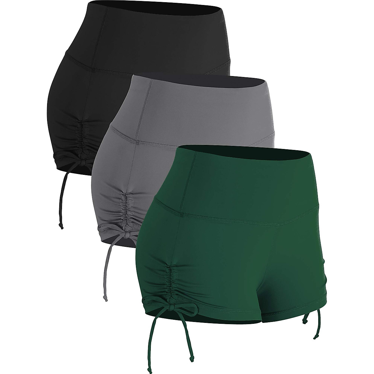 CADMUS Athletic Booty Shorts for Women 3 Pack High Waisted Workout Pro,1021,Black,Grey,Dark Green,Medium