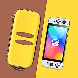 KENOBEE Carry Case for Nintendo Switch OLED Model 2021/Switch 2017, Portable Hard Shell Shockproof Cover Storage Travel Bag with 10 Game Cartridge Holder, Inner Pocket for Console & Accessorie, Yellow