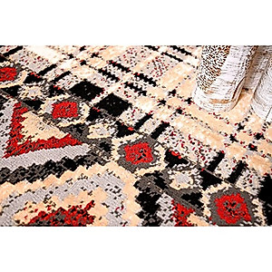 Furnish my Place Bohemian Bear Rug - 5 ft. x 8 ft., Multicolor, Cabin Rug with Bear, Geometric Print