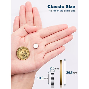 SMARTAKE 45 Pcs Refrigerator Magnets, Small Round Fridge Magnets, Multi-Use Premium Neodymium Office Magnets for Fridge, Whiteboard, Billboard in Home, Kitchen, Office and School (Silver)