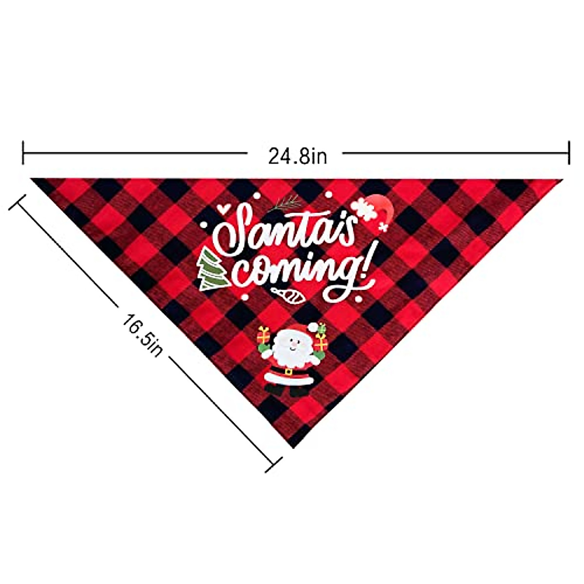 2 Pack Christmas Dog Cat Bandana Set, Holiday Buffalo Plaid Bib for Large Medium Small Puppies Pets