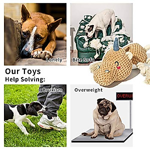 Sedioso Large Dog Toys, Cute Squeaky Dog Toy, Stuffed Animal Plush Toys for Puppies, Durable Dog Chew Toys for Small,Middle,Large Breed (Brown(Uni-Hippo))