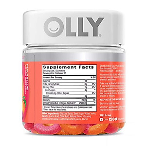 OLLY Collagen Gummy Rings! 30 Gummies Peach Peach Bellini Flavor! Formulated with Bioactive Collagen Peptides! Reduce Fine Lines and Boost Skin Resilience! Choose Your Pack! (2 Pack)