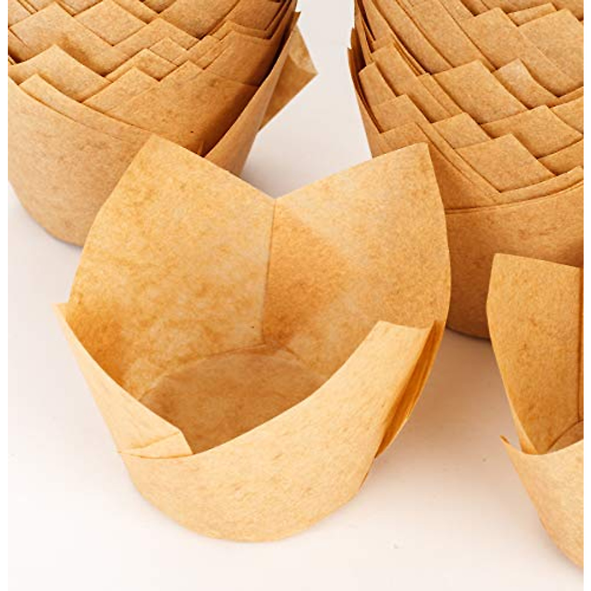 GOLDEN APPLE, 200 Pcs Tulip Cupcake Liner Baking Cup Muffin Tins Cups for Weddings, Birthdays, Baby Showers (Small, Natural)