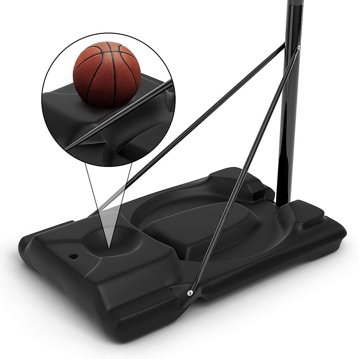 GYMAX Portable Basketball Hoop, 8.5-10ft Height Adjustable Basketball Stand System with 39" Broad Backboard, Spare Net & Transportation Wheels, Indoor/Outdoor Basketball Goal for Kids Youth Family