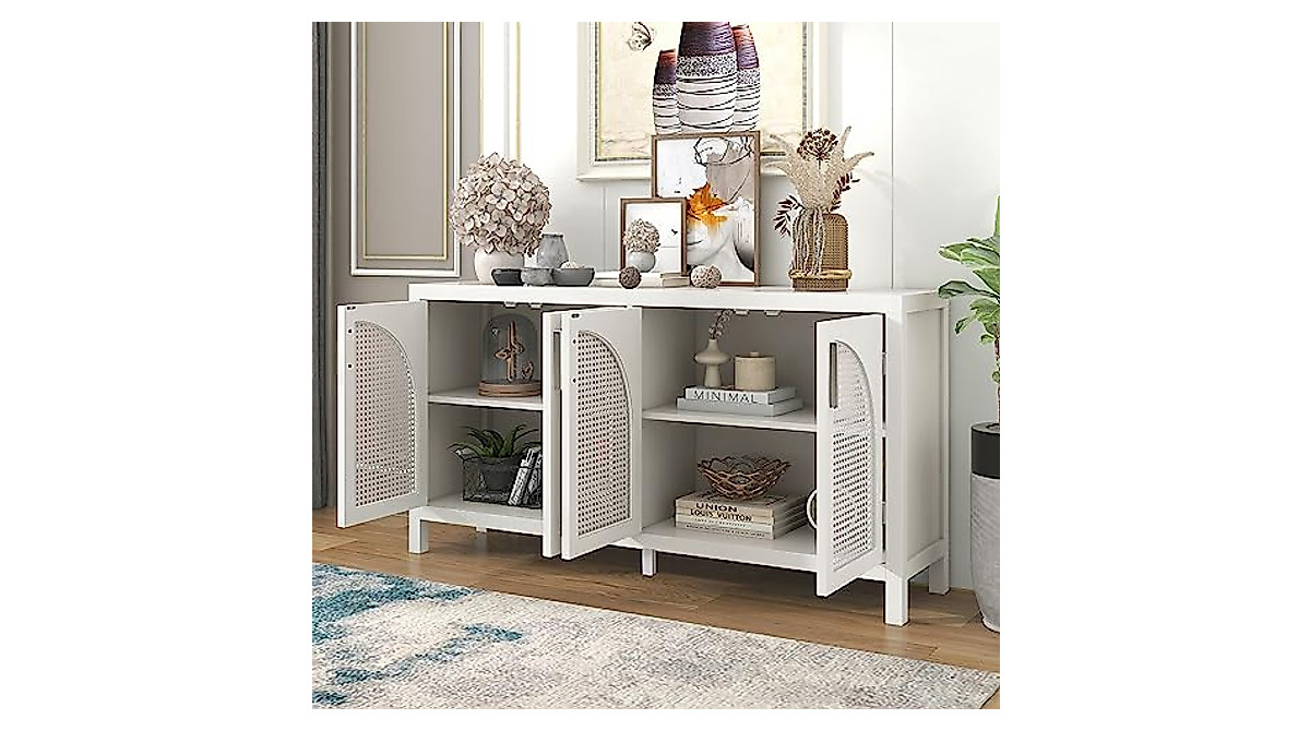 LUMISOL Accent Buffet Cabinet - Modern Rattan Sideboard