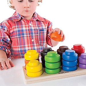 Kaplan Early Learning Toddler Color Stacker, Wooden Educational Toy for Fine Motor Development
