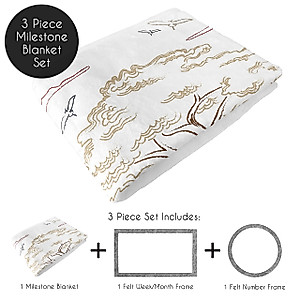 Sweet Jojo Designs Jungle Safari Animals Boy Girl Milestone Blanket Monthly Newborn First Year Growth Mat Baby Shower Memory Gift Picture Taupe Black White Gender Neutral Elephant Wildlife Adventure