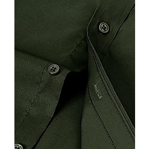 Lion Nardo Dress Shirts for Men Long Sleeve Mens Dress Shirts Regular Fit Casual Button Down Shirts Cotton Dress Shirts Army Green
