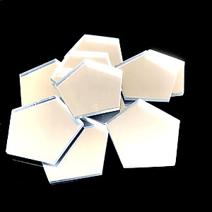 Super Cool Creations Pentagon Shaped Crafting Mirrors, Set of 10, Many Colours, Shatterproof Acrylic, Red, Pack of 10 x 3cm