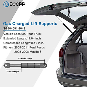 ECCPP 2pcs Rear Trunk Lid Lift Supports Struts Rods Shocks Gas Springs for Mazda 6 2003-2008,for Ford Focus 2005-2011 (With Spoiler)