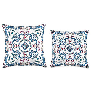 Eventyr Rosemaling Tees Scandinavian Norwegian Rosemaling Throw Pillow, 16x16, Multicolor