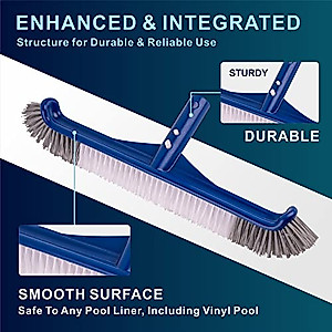 POOLAZA 17.5" Pool Brush and 10.5 Ft Aluminum Pool Pole