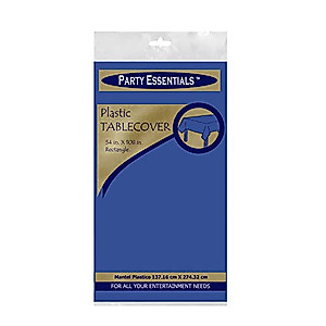 Party Essentials Heavy Duty Plastic Table Cover Available in 44 Colors, 54" x 108", Royal Blue