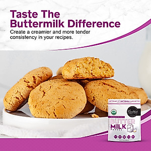 Healthier Comforts Organic Buttermilk Powder | USDA Certified Organic Powdered Buttermilk, Kosher, Gluten Free, Non-GMO | Dry Buttermilk Powder for Baking Supplies, Biscuits & Gravy, Mini Pancakes 21oz