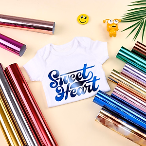 Tintnut Metallic Heat Transfer Vinyl Bundle Chrome HTV Vinyl,12 Sheets 12"x 10" Foil Holographic Gold Iron On Vinyl for Compatible with Cricut or Silhouette Cameo