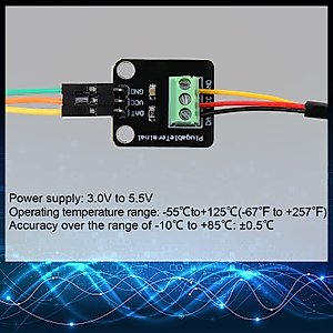 Weewooday 4 Sets DS18B20 Temperature Sensor Module Kit with 1 m/ 3.2 Ft Waterproof Digital Stainless Steel Probe -55 to +125 Degrees Celsius, Compatible with Raspberry Pi