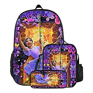 Royal Kylin 3-Piece Printed Backpack With Lunch Box And Pencil Case For Women,Men,Adult,Man,Mans