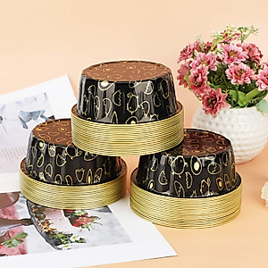 Beasea 8oz Disposable Cupcake Cups with Lids, 50 Pack Ramekins Foil Cupcake Cups Black Gold Aluminum Foil Cups Creme Brulee Muffin Cupcake Baking Cup Mini Pudding Cake Tins for Party Wedding Birthday