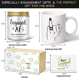 Engagement Gifts for Couples Women Newly Engaged Gifts Unique Mr And Mrs Wedding Engaged AF Soy Wax Candle Gifts for Her Ring Finger Coffee Mug Engagement Bride Gifts Engagement Gift for Women