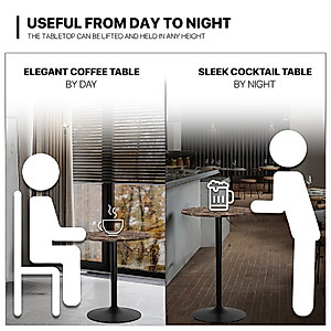 MoNiBloom Round Cocktail Bar Table with Metal Base, 23.5" Rotatable Tall Bistro Pub Table with Adjustable Height Brown Marble Texture Top Counter Bar for Kitchen Dining Room Living Room (Brown Rock)