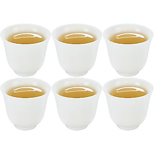 Sizikato 6pcs Pure White Chinese Porcelain Tea Cup, 45ml Exquisite Mini Sake Cup