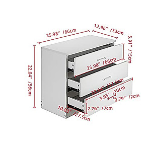 Kcelarec Wooden 3 Drawer Dresser, Modern Chest of Drawers Cabinet for Bedroom Hallway Living Room, White
