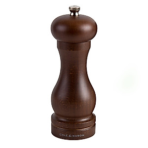 COLE & MASON Capstan Wood Pepper Grinder - Wooden Mill Includes Precision Mechanism, 6.5 inch