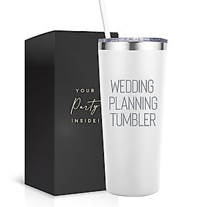 Your Dream Party Shop Wedding Planning Tumbler, 22oz - Future Mrs. Wine Cup with Lid and Straw, Perfect Engagement Gift for Bride-to-Be - Wedding Planning Gifts for Bride
