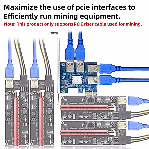 PCIe 1 to 4 Riser Card, Pcie Splitter 1 to 4 PCI Riser Card, 4 Risers into 1 PCI Card, PCIe Multiplier Risers 1X to External 4 PCI-e USB3.0 Adapter for ETH Miner GPU Crypto Bitcoin Ethereum Mining Rig