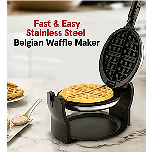 Gourmia GWM448 Rotating Waffle Maker - 180° Rotation - Variable browning control - Indicator lights - Easy to clean - Stainless steel