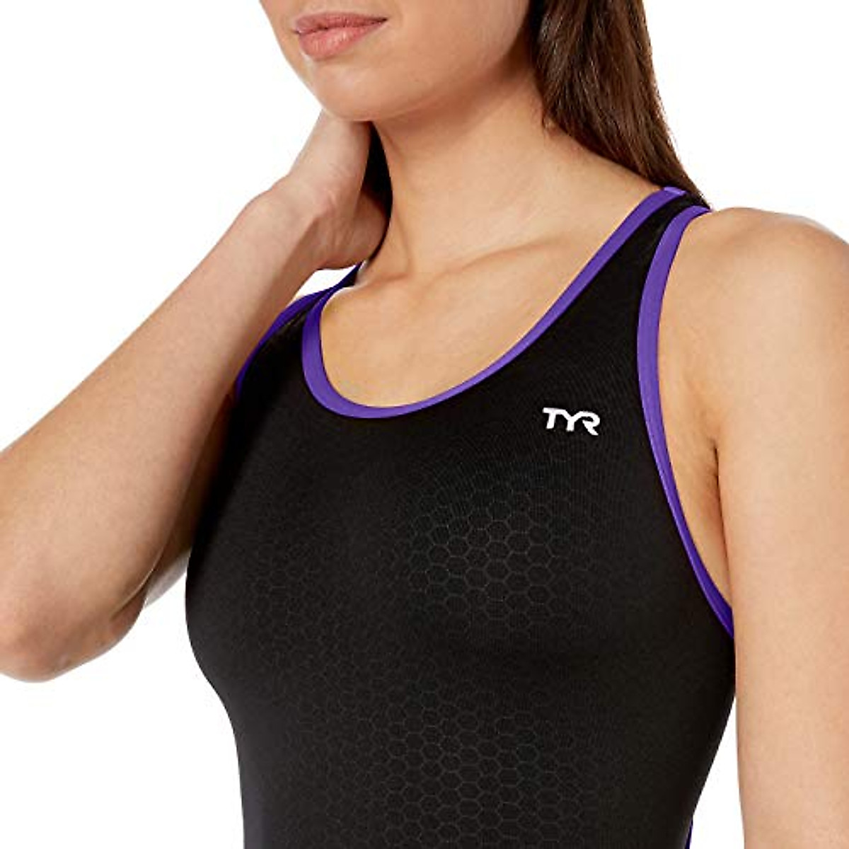 TYR womens Hexa Maxfit Swimsuit, Blk/Purple, 36 US