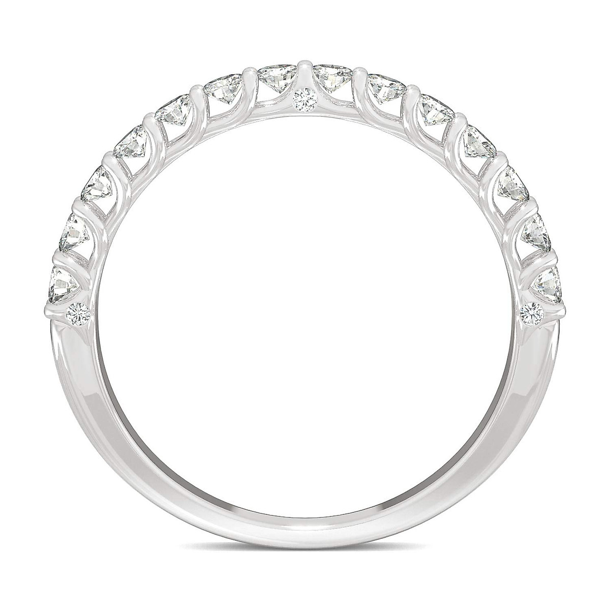 14K White Gold 2mm Round Moissanite Trellis Wedding Band-size 7 0.45cttw DEW by Charles & Colvard