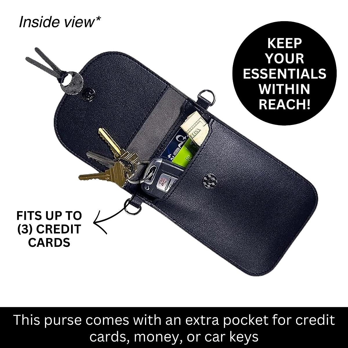 Save the Girls Cell Phone Purse Charming Cat Design (Black) - Touch Screen Women’s Crossbody Handbags (Just For Fun) - Phone Bag & Crossbody Phone Strap (Cat Purse)