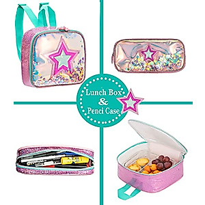 Meetbelify Girls Rolling Backpacks Wheels Roller Backpack Laptop Travel Luggage with Lunch Box for Elementary Girls Students