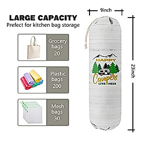 Happy Campers Live Here, Grocery Bags Holder Organizer For Shopping Bags, Wall Mount Plastic Bags Storage Container Dispensers, Gift For The Preferred Family And Friends