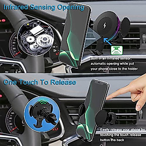 ALLSUN Wireless Car Charger, 10W Qi Fast Charging Auto-Clamping Air Vent Car Phone Holder Mount, Compatible with iPhone 12/12Pro/11/11 Pro/XS/Max/XR/X/ 8, Samsung Galaxy S20/ S10/ S9/ S8, Note 9, etc