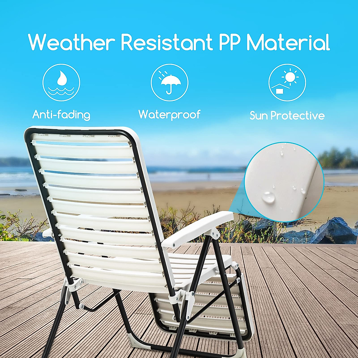 Tangkula Patio Chaise Lounge Chair, Folding Chaise Lounge Outdoor with 7-Position Backrest & Adjustable Footrest, Plastic Pool Lounge Chairs for Outside Backyard Deck Beach Lawn