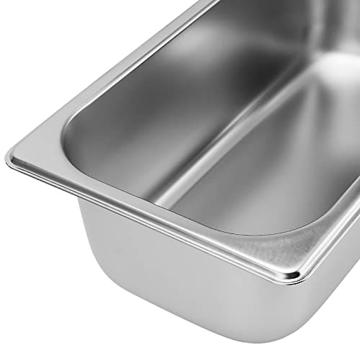 SINJEUN 8 Pack 1/3 Size x 4 Inch Deep Hotel Pan, Commercial Stainless Steel Pan Steam Pan for Restaurant, Hotel, Catering, Silver