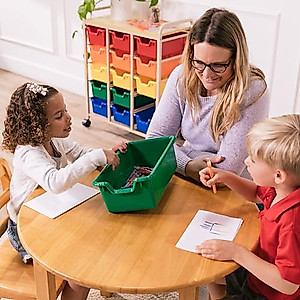 ECR4Kids 30in D Round Hardwood Table and Chair Set, 12in Seat Height, Kids Furniture, Honey