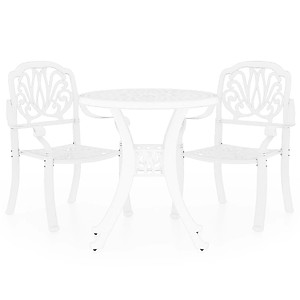 vidaXL Bistro Set 3 Piece, Table and Chair for Balcony, Bistro Table for Yard Park, Outdoor Furniture, Industrial Style, Cast Aluminum White