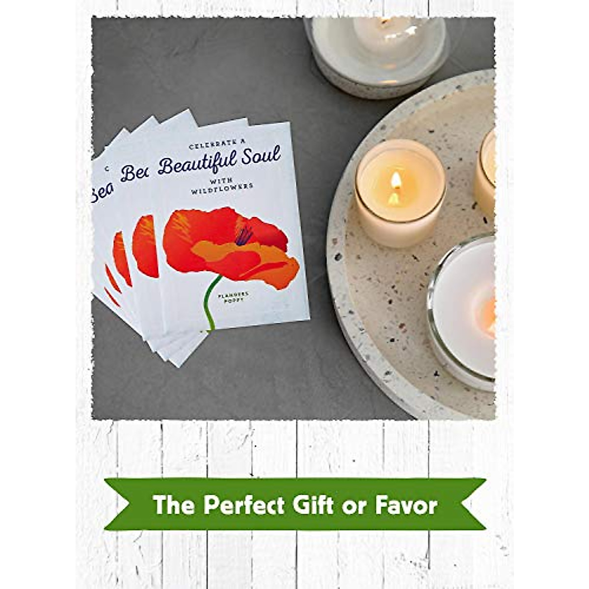 American Meadows Wildflower Seed Packets "Celebrate a Beautiful Soul" Memorial Favors (Pack of 20) - Red Poppy Seed Mix, Favors for Funerals, Wakes, Viewings, Visitations, Memorial Services